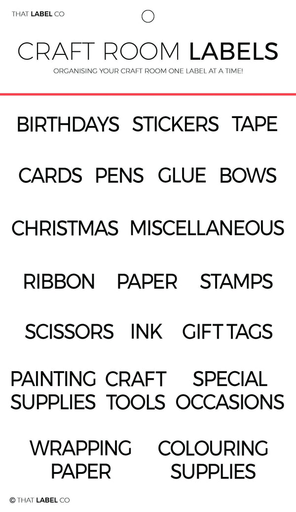 Craft Room Organisation Label Pack – The Design Bar Co