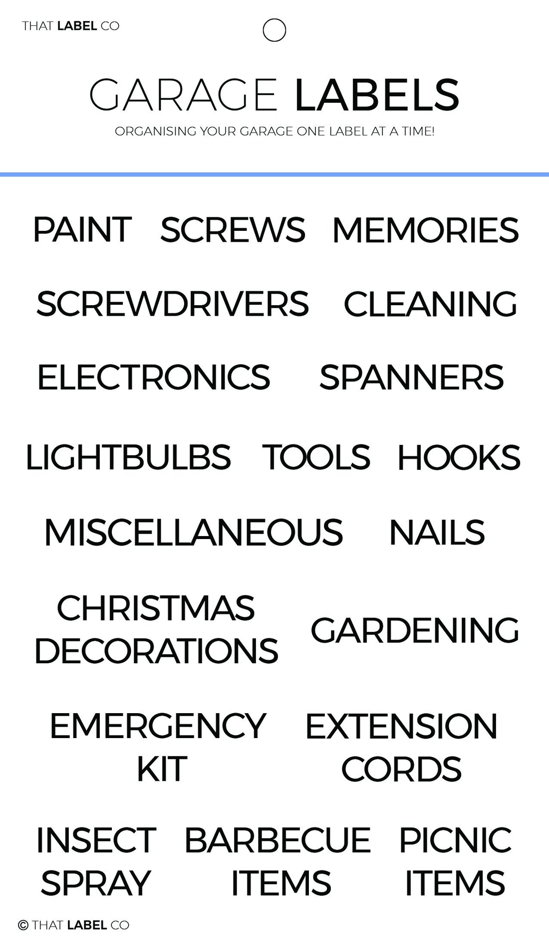 Garage Organisation Label Pack – The Design Bar Co